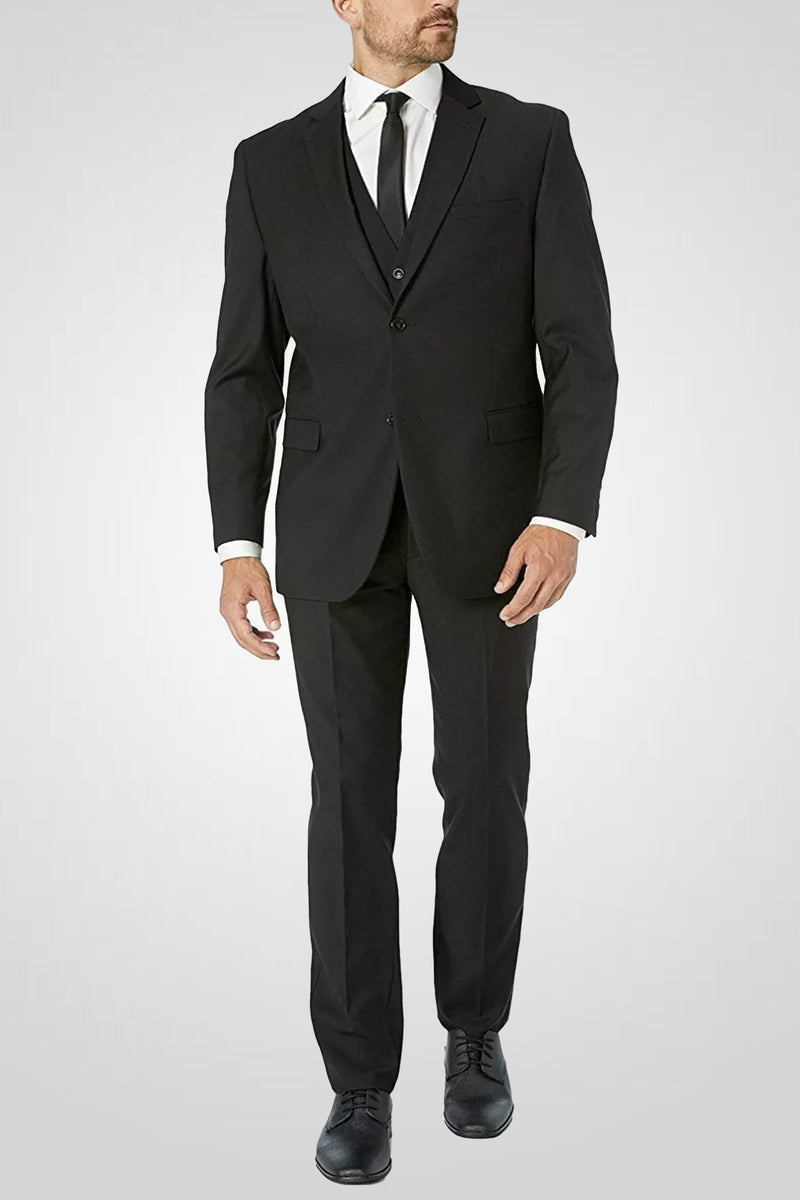 Caravelli Black Slim Fit 3-Piece Vested Suit – Quails