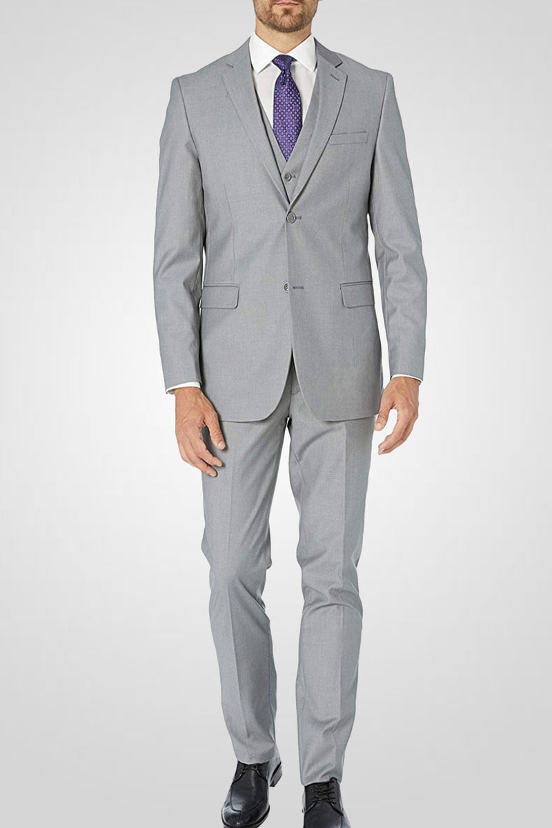 Caravelli Light Grey Slim Fit 3-Piece Vested Suit – Quails