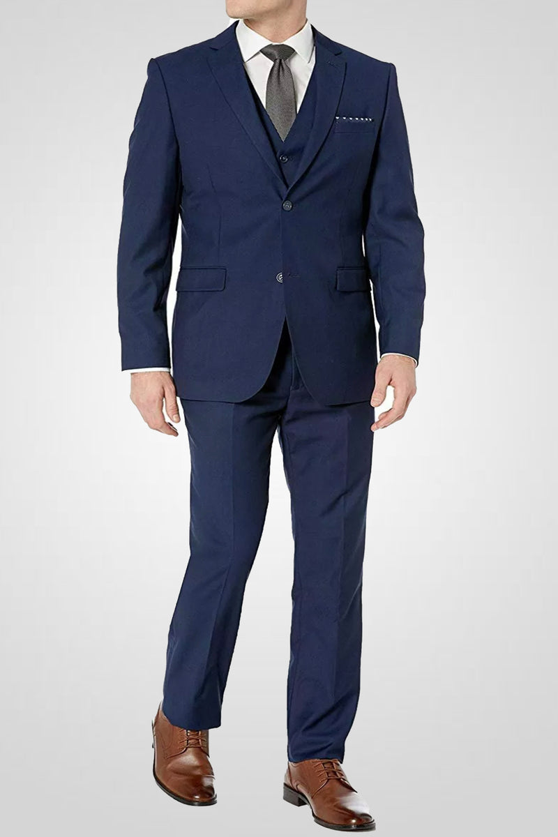 Caravelli Midnight Blue Slim Fit 3-Piece Vested Suit – Quails
