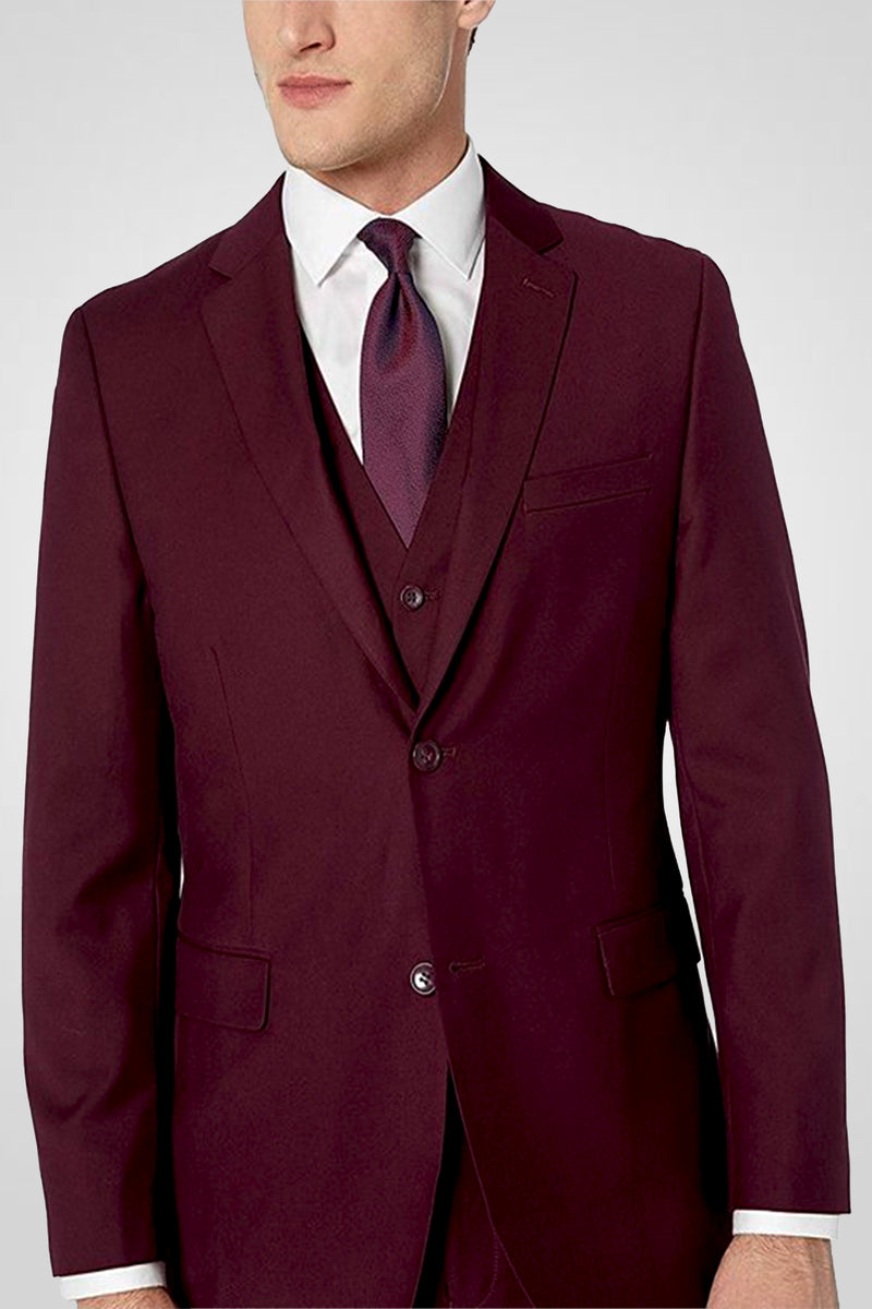 Caravelli Burgundy 3-Piece Vested Suit – Quails
